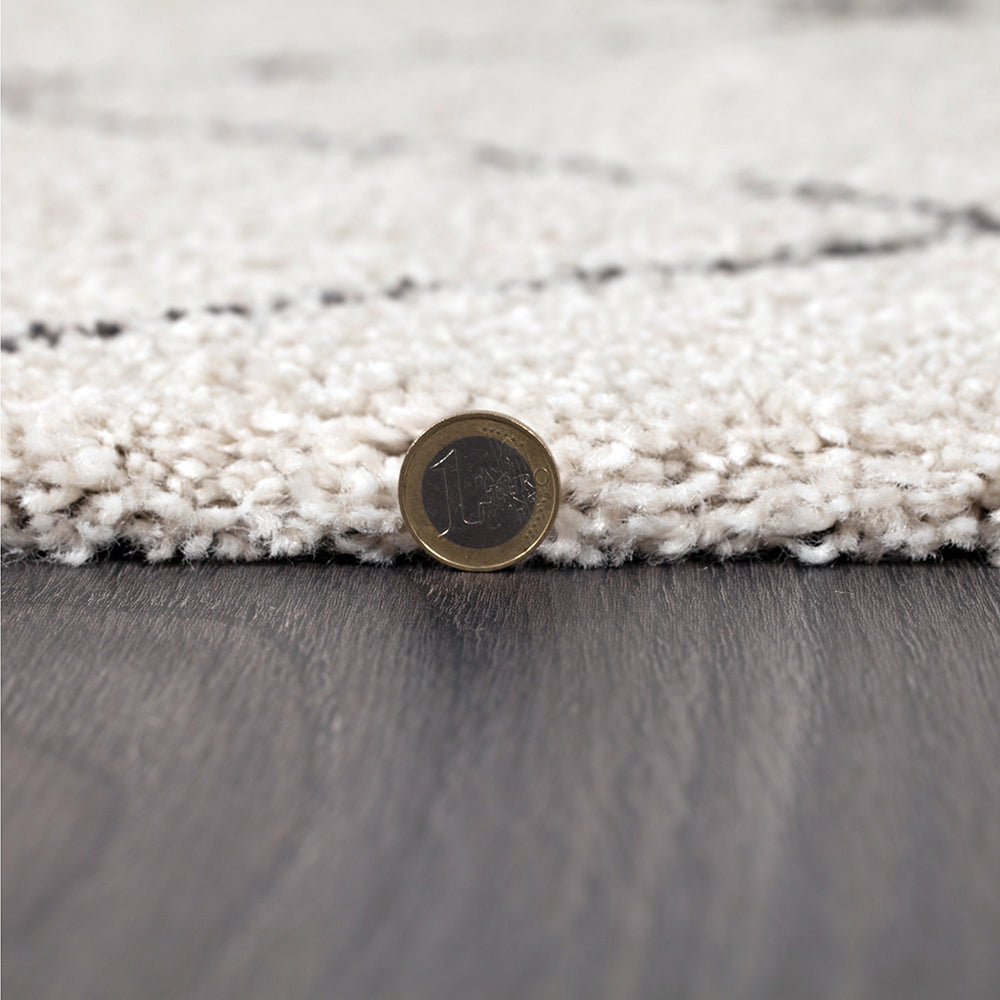 Cream White Rug Aztec Pattern Thick Pile Carpet Modern Geometric Room ...