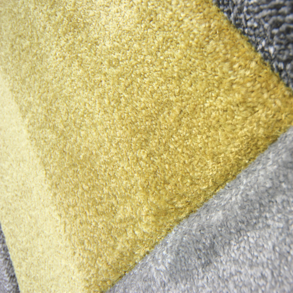 Ochre and Grey Rug Geometric Hand Carved Pattern Mat Modern Living Roo ...