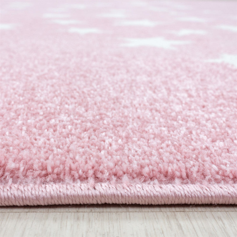 Pink Star Rug Modern Kids Bedroom Baby Girl Mat Childrens Play Room Fl ...