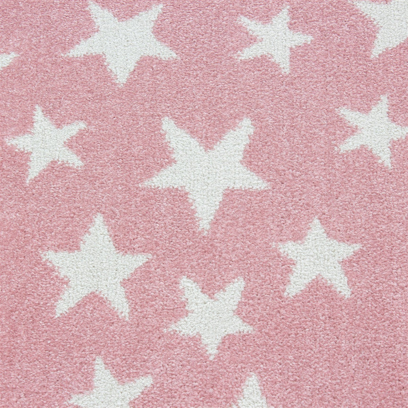 Pink Star Rug Modern Kids Bedroom Baby Girl Mat Childrens Play Room Fl ...