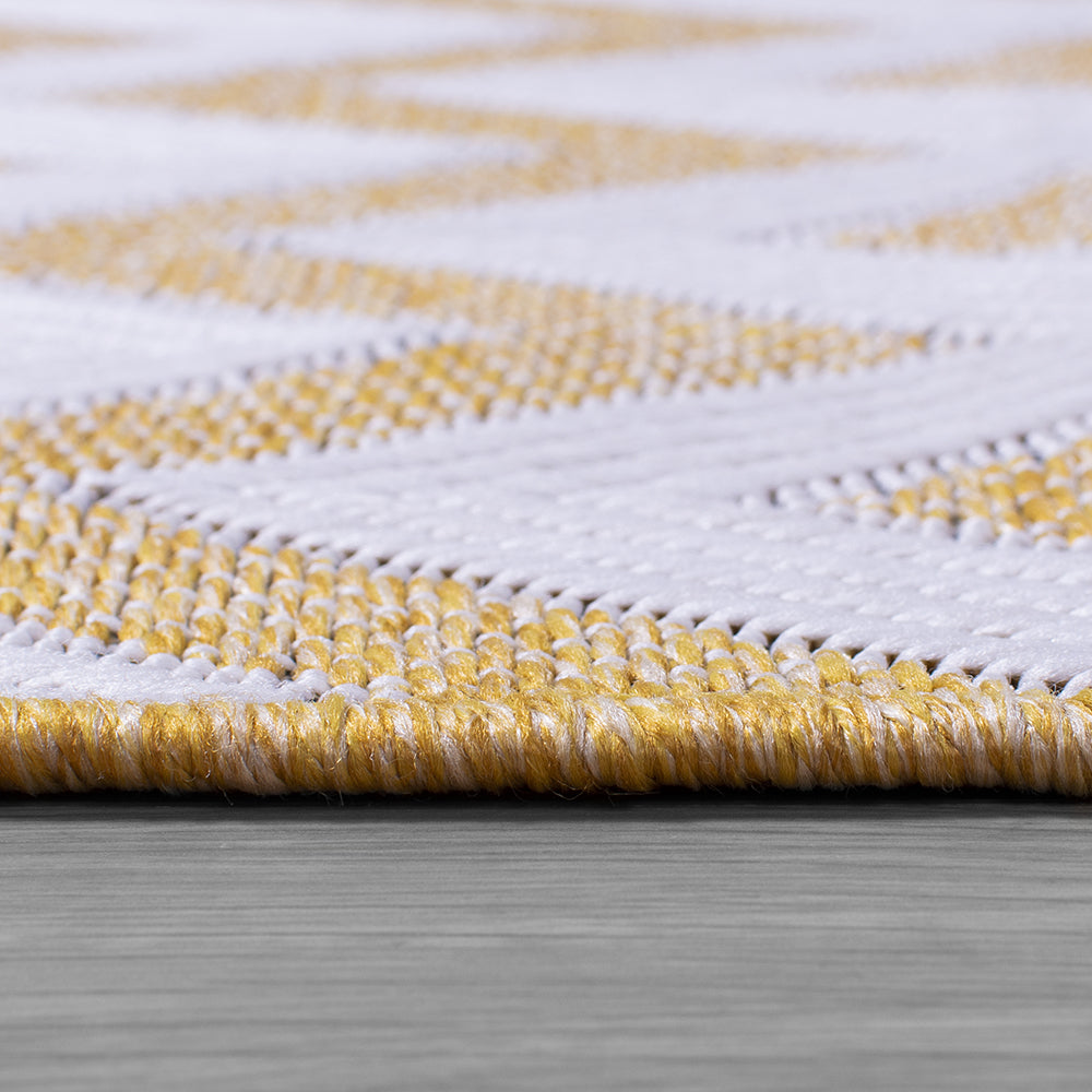 Yellow Pattern Rug Indoor Outdoor Garden Patio Mat Water Resistant Run ...